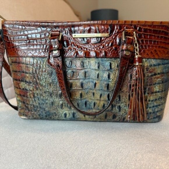 Brahmin | Bags | Brahmin Mini Asher Handbag Peacock And Pecan Shoulder ...